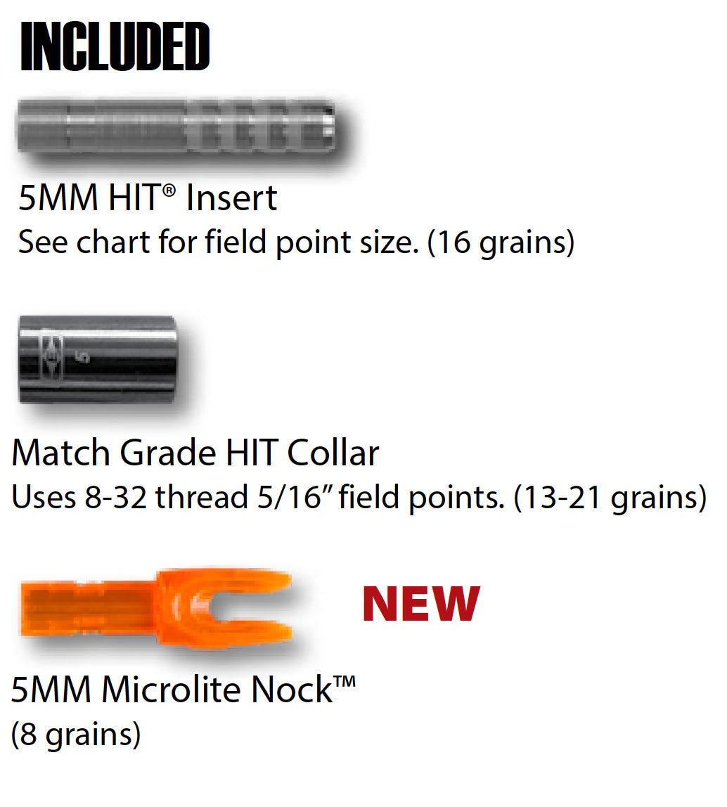 Easton 5.0 SHAFTS (dozen) - BONUS (2 -6 Packs 5/16" 125 grain included ...